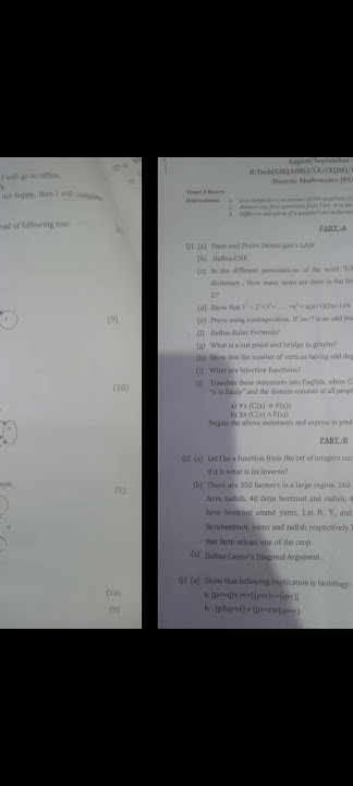 btech cse 4th sem ymca (discrete mathematics) PCC-CS-401 - YouTube