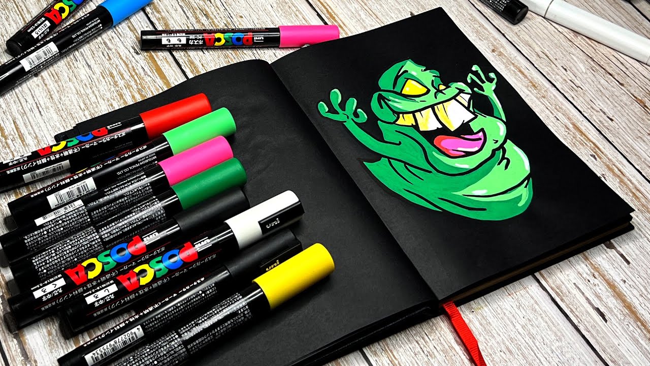 Ghost Ghostbusters Drawing with Posca & Alcohol Markers! - YouTube