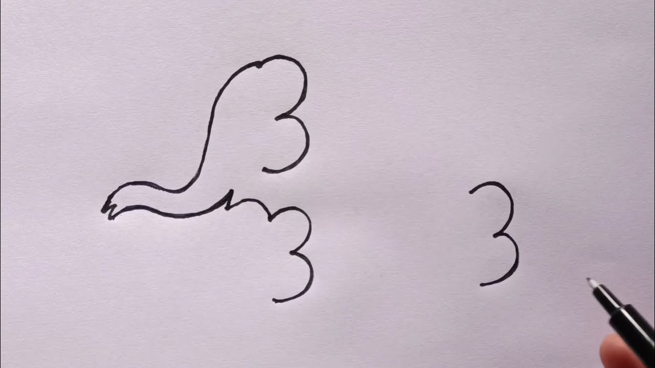 Elephant Drawing With 333 Number | How To Turn 333 Elephant Drawing ...