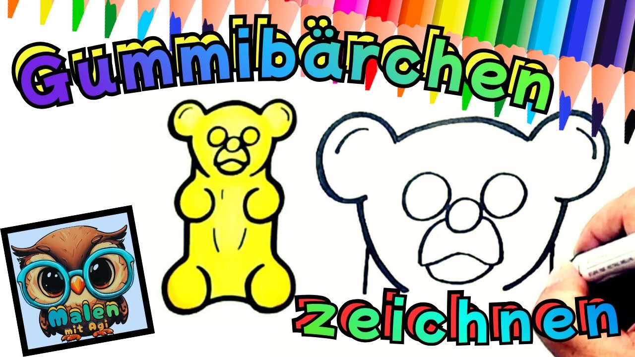 Wie malt man ein Gummibärchen ️ einfach zeichnen für Kinder - YouTube