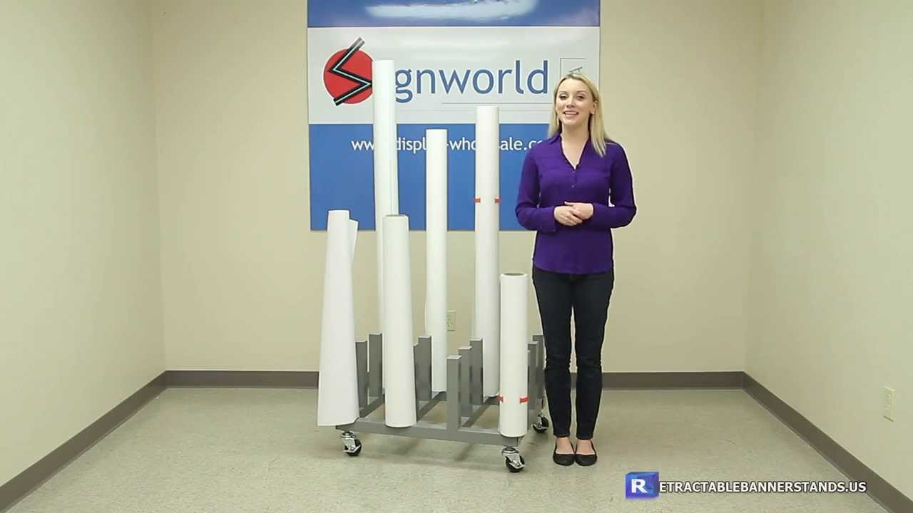 Heavy Duty Media Roll Holder Cart - YouTube