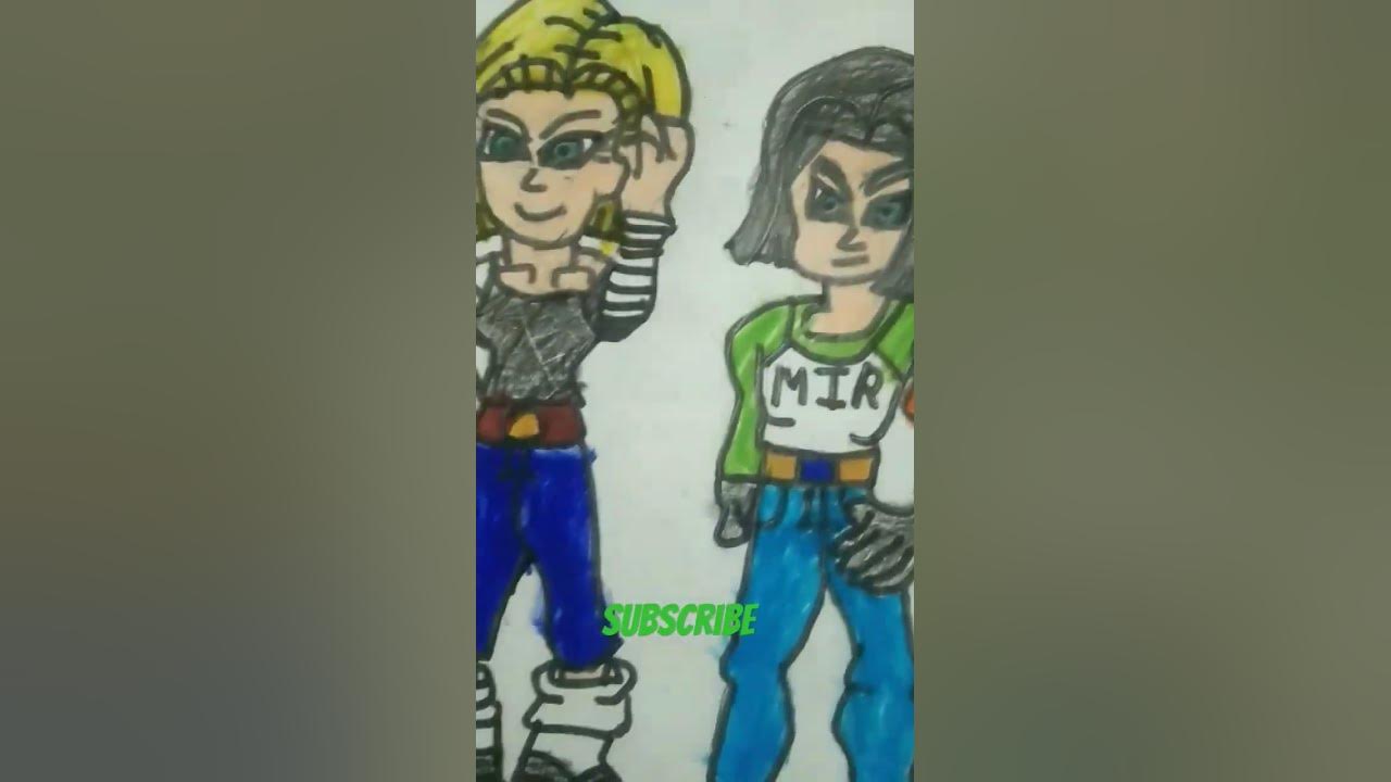 how to draw android 18 &17 from dragon ball z #shortsvideo - YouTube