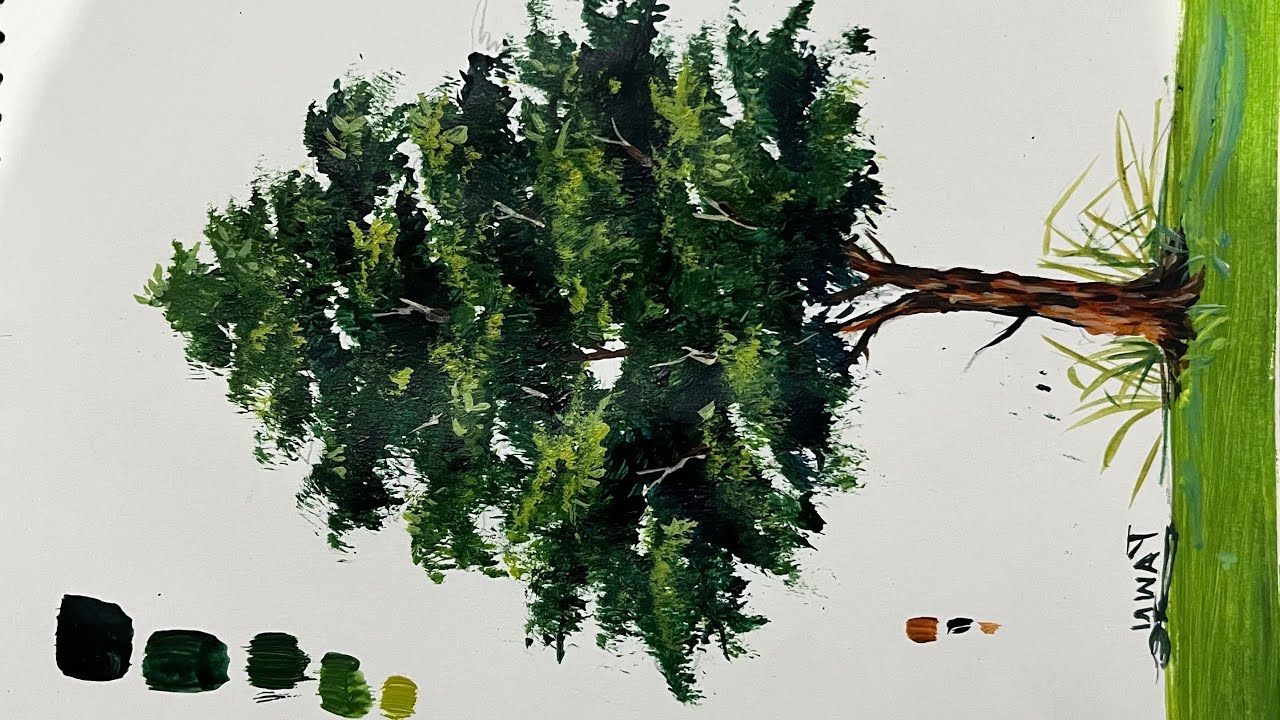 How to draw tree step by step! Tree kaise bnaye! Tree painting - YouTube