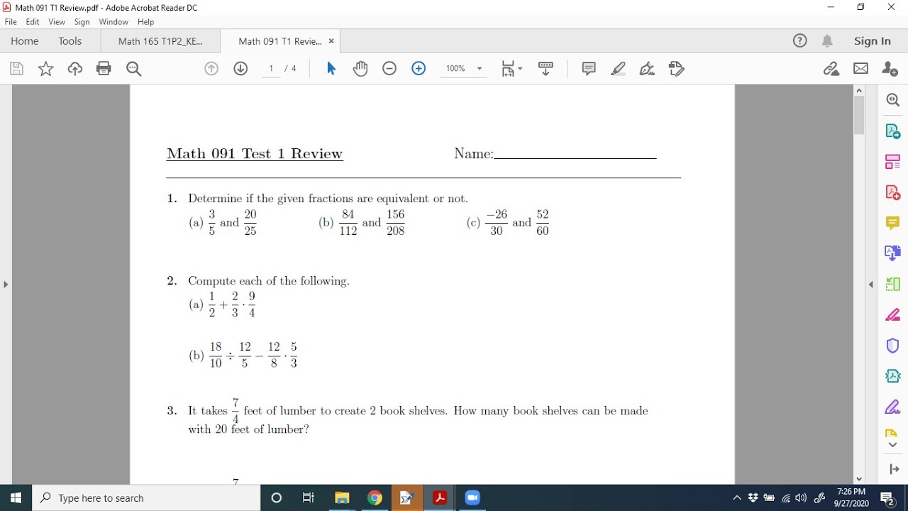 Math 091 T1 Review - YouTube