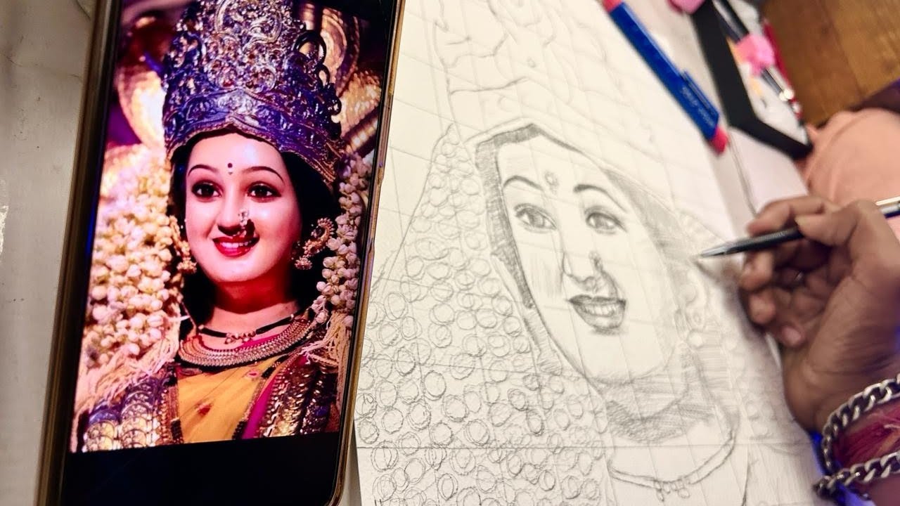 Draw with me - Durga Mata drawing, outline tutorial, step by step.. ️ ...
