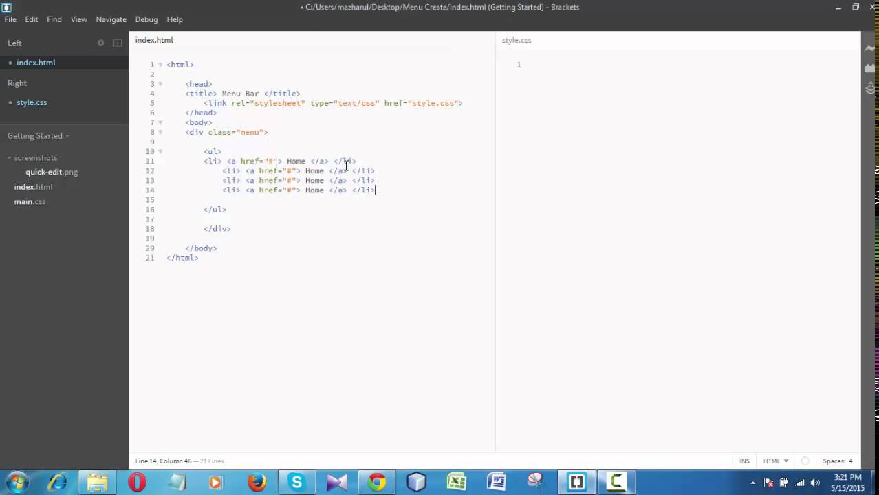 How To Create Menu Bar Using HTML & CSS - YouTube