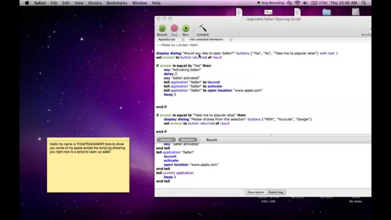 Applescript Safari Open Youtube 1023