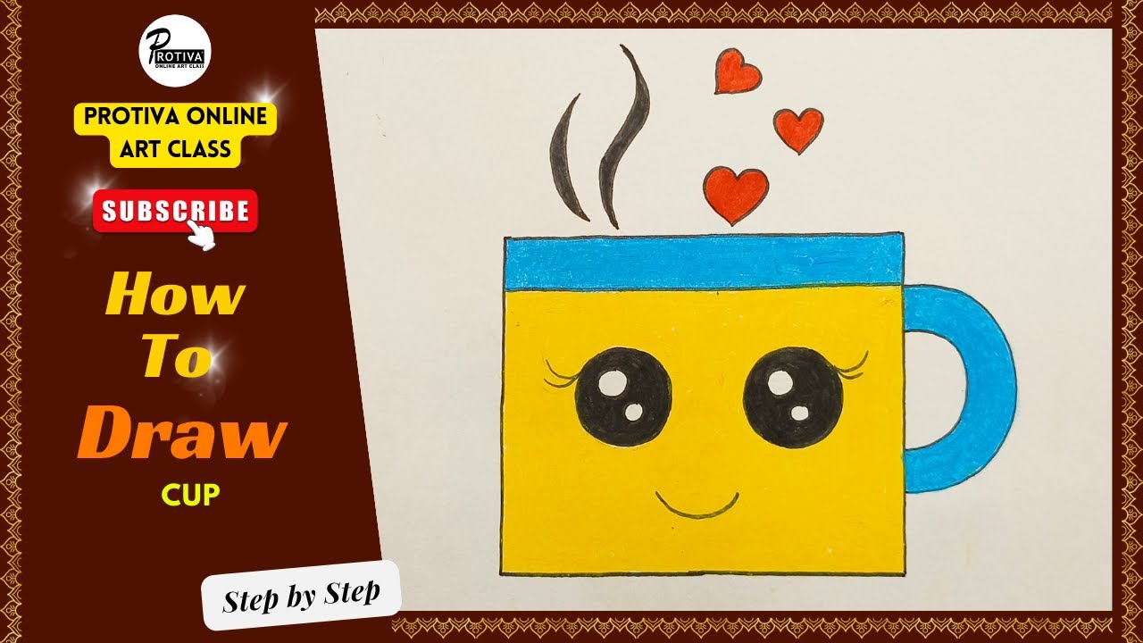 HOW TO DRAW A CUP FOR KIDS EASY STEP BY STEP - YouTube