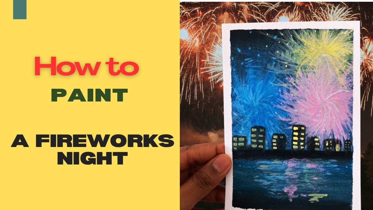 Process tutorial to paint a fireworks night using acrylic paint|🎆🧨 ...