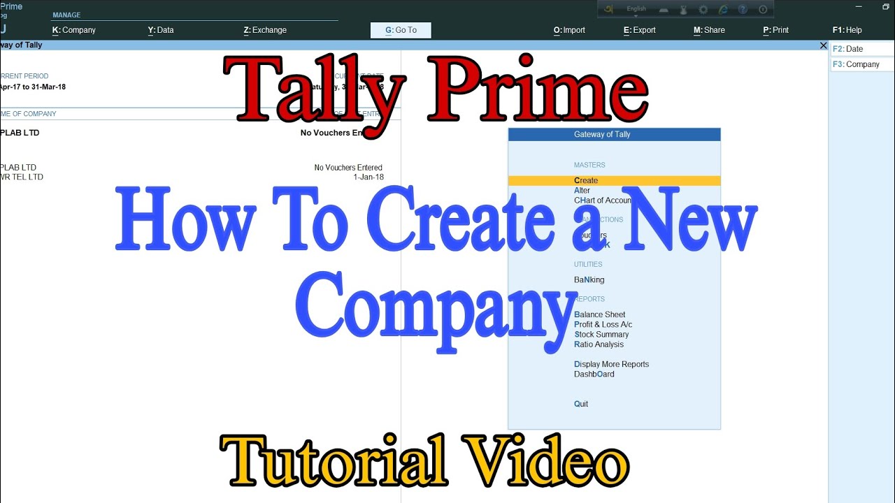 How to create a new company in tally prime | Tutorial Video | # ...