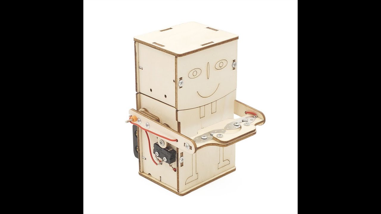 DIY Wooden Toy Coin Swallowing Eating Robot Bank Science Experiment ...