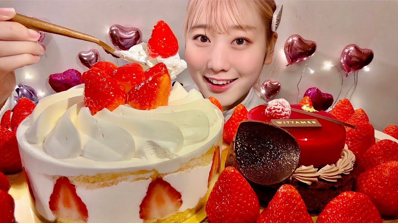 ASMR WITTAMER Strawberry Cake Berry Mousse Cake【Mukbang/ Eating Sounds ...