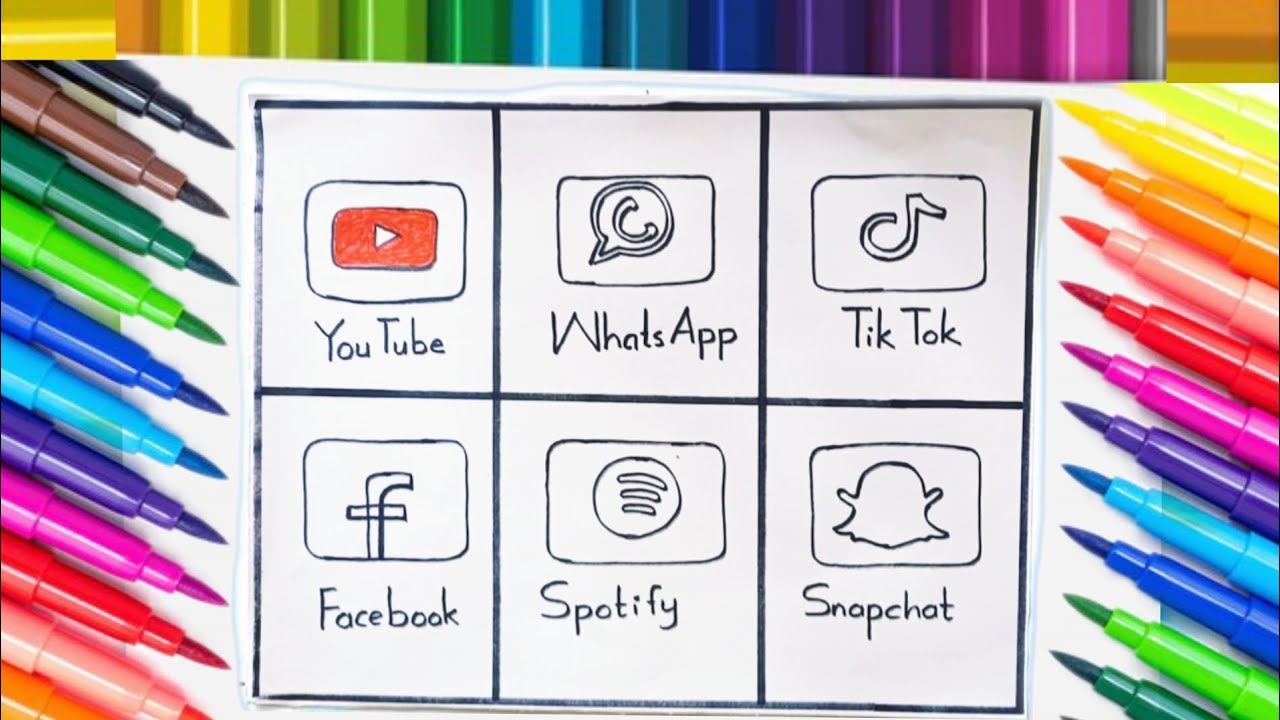 Social Media Apps Drawing and Coloring for Kids & Toddlers | How to ...