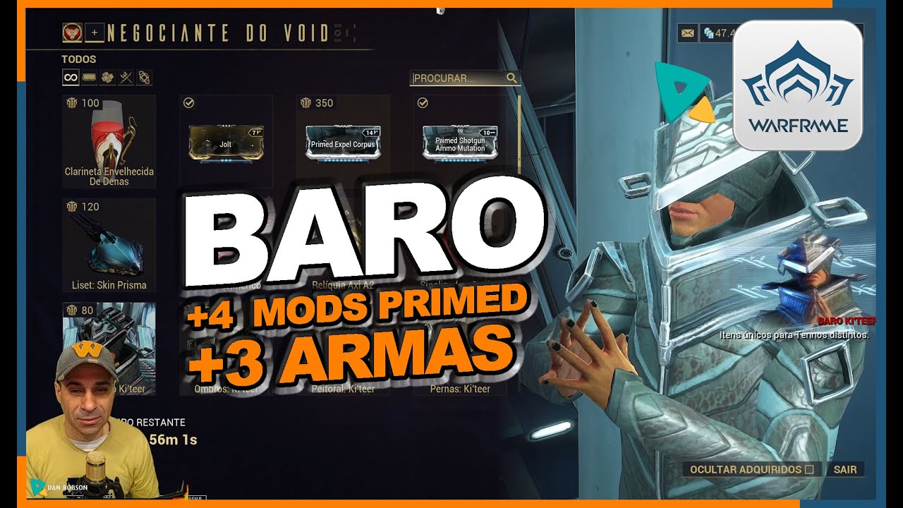 WARFRAME - BARO KITEER VOLTOU 4 Mods Primed + 3 Armas + Itens para usa ...