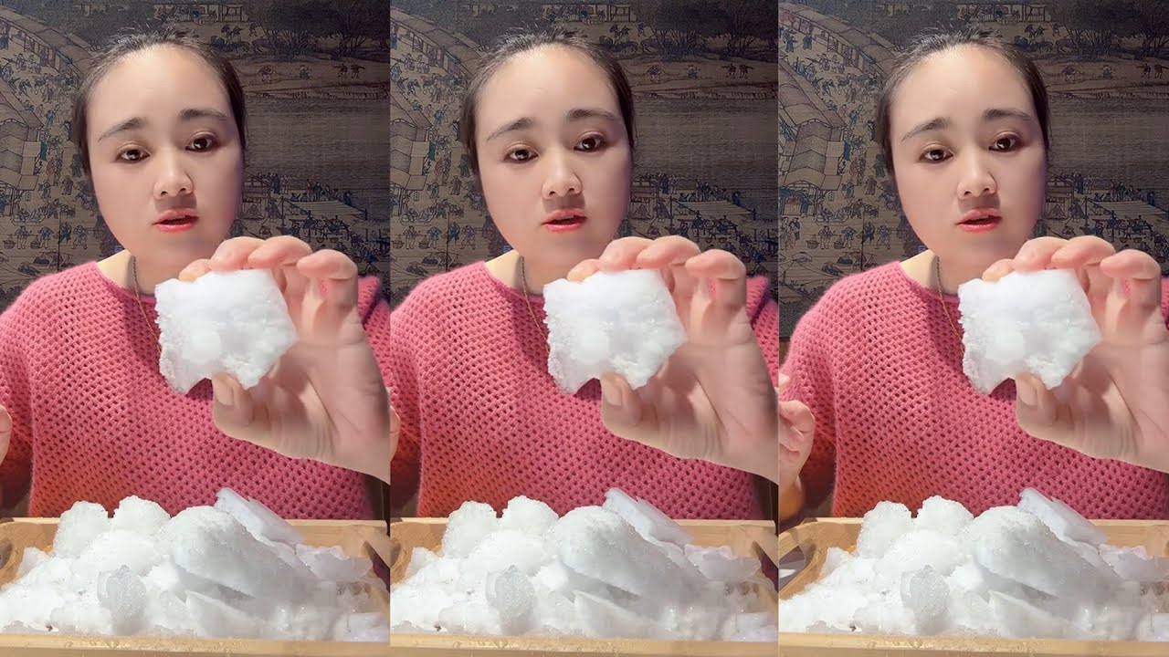 Guo ICE CHUNKS WITH MATCHA AND MILK POWDER AND PASSION FRUIT | ASMR ICE ...