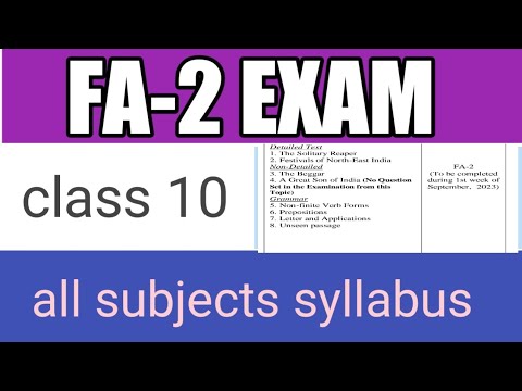 fa 2 syllabus for class 10| all subjects syllabus| formative assessment ...