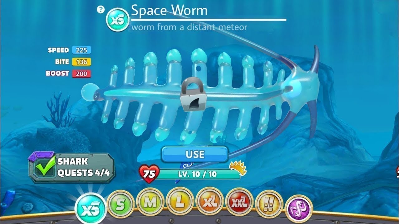 Hungry Shark World BUT I GAME WITH THE NEW SPACE WORM SHARK All 34 ...