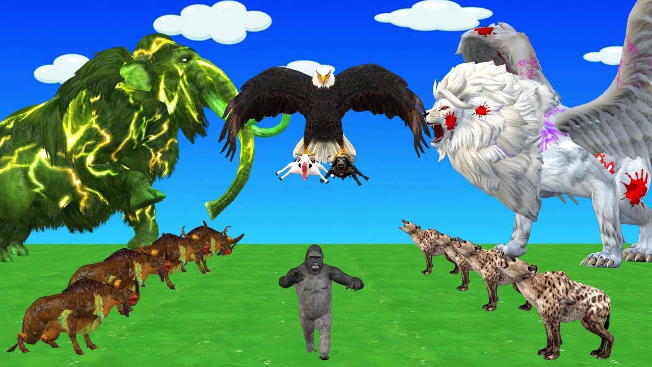 Fusion Animal Cow Gorilla Buffalo vs Eagle Wolf Become Giant Mammoth ...