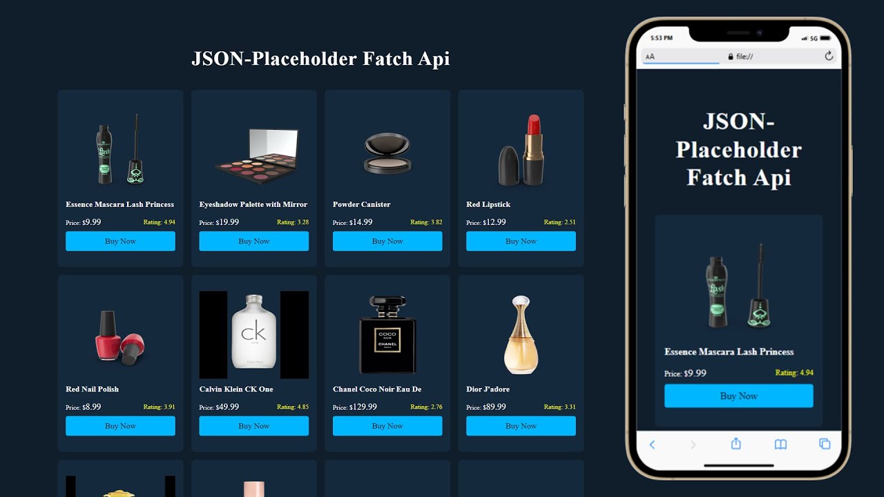 Rest Api Fetch Data Javascript Project Dynamic Website Using Html Css