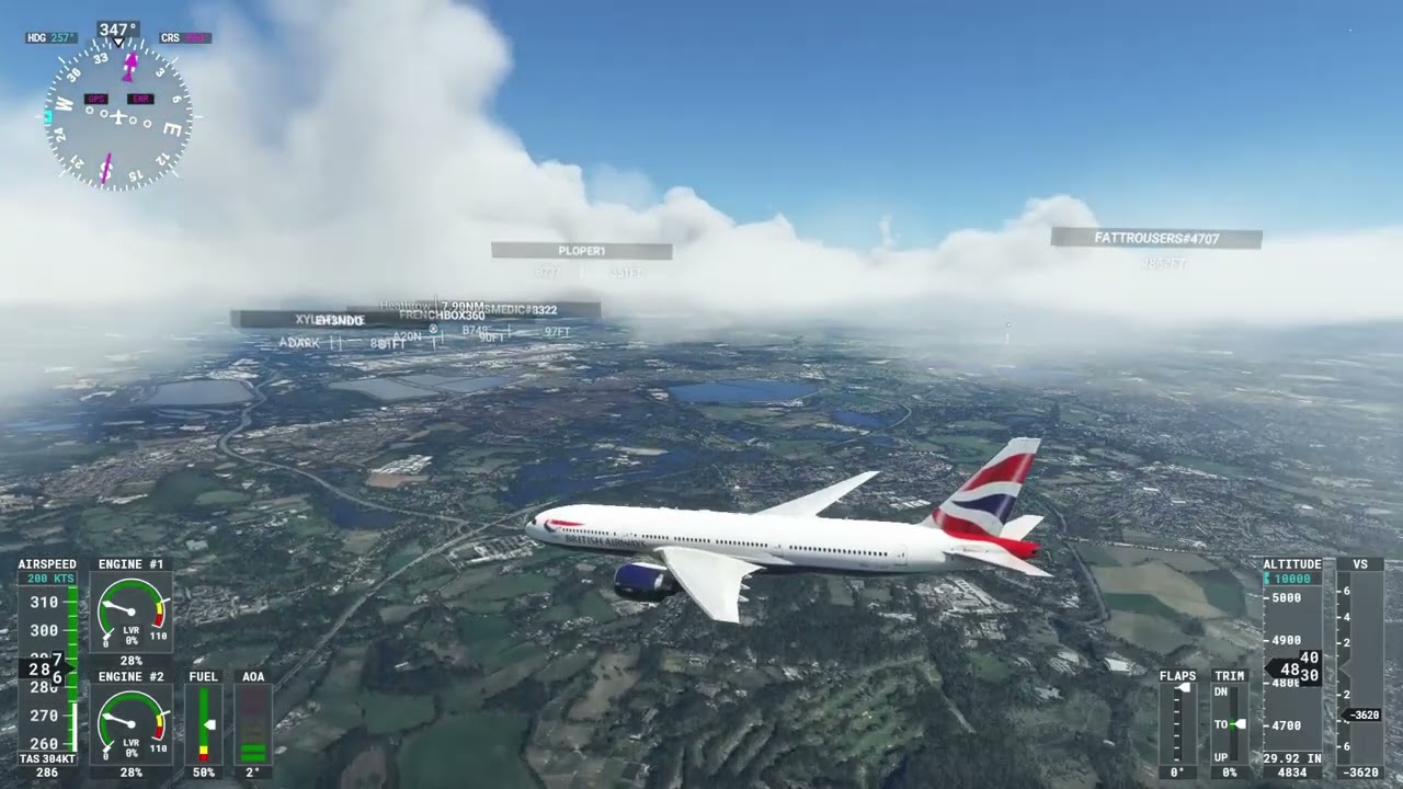Microsoft Flight Sim - London Gatwick to Heathrow to City - YouTube