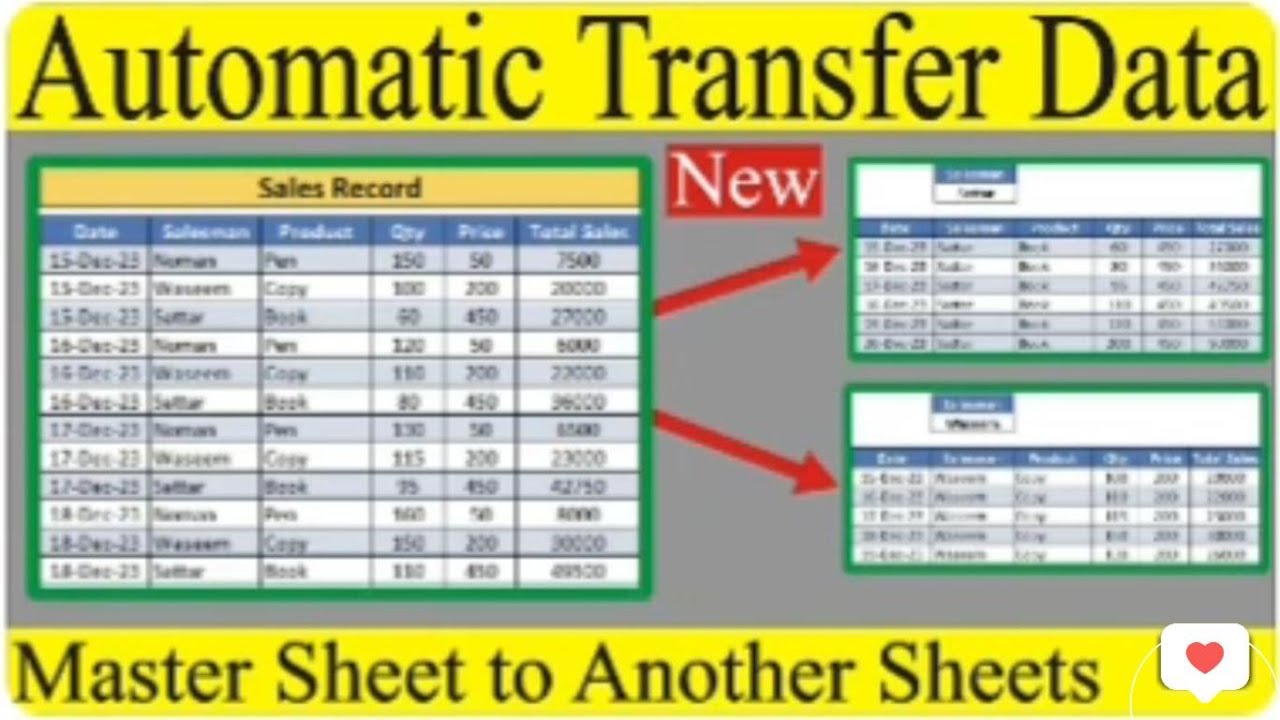 Automatic Transfer Data From Master Sheet to Another Sheets in Excel ...