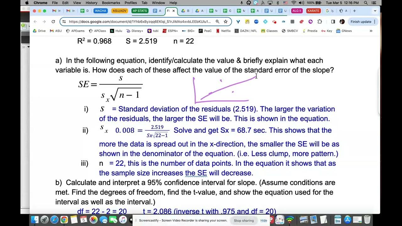 AP Stats Ch 26 Inference for Slope - YouTube