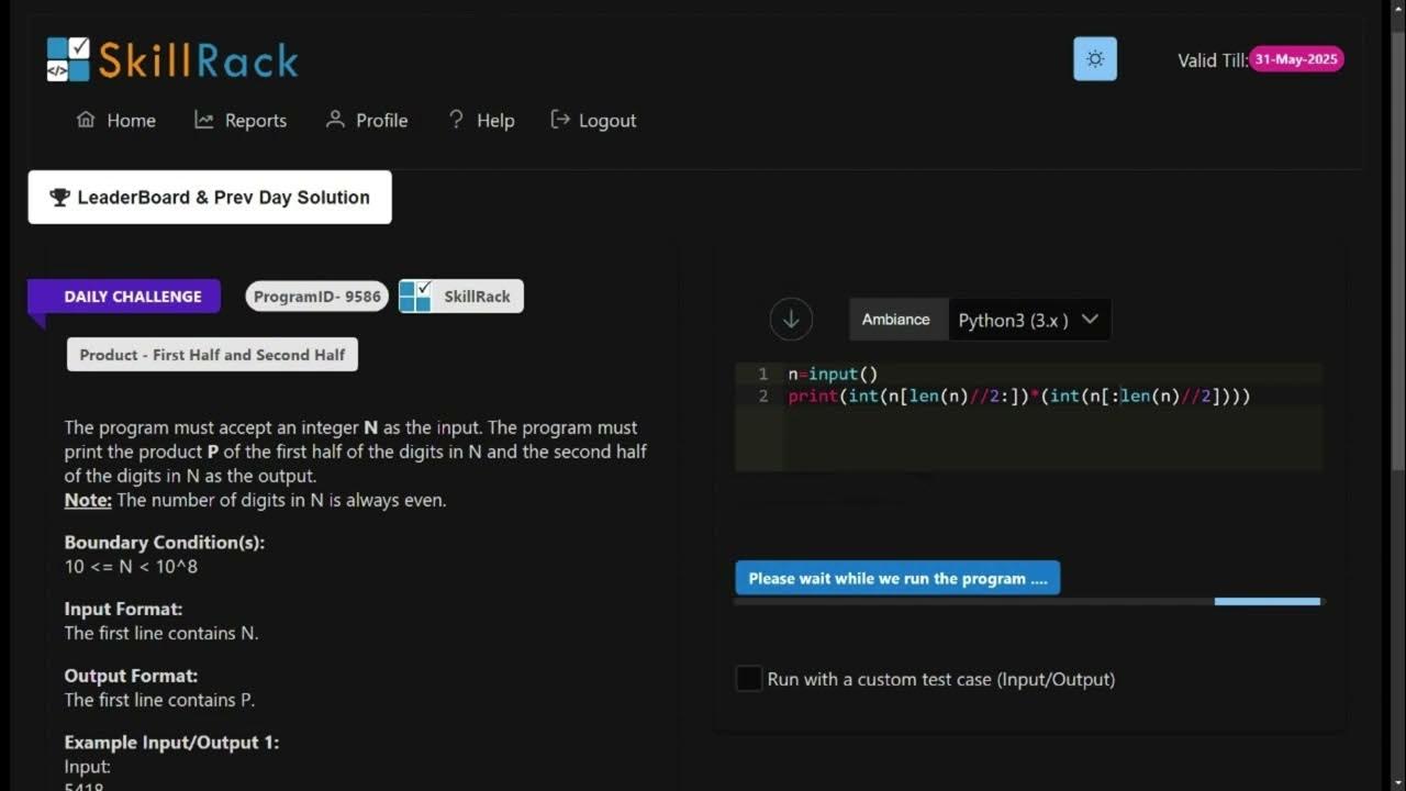 SKILLRACK | DAILY CHALLENGE || 13/01/2024 || PRODUCT - FIRST HALF & SECOND HALF | || PYTHON ...