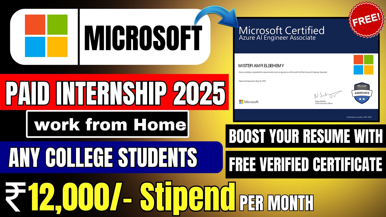 Microsoft Online Internship | Work from Home | Internship for College ...
