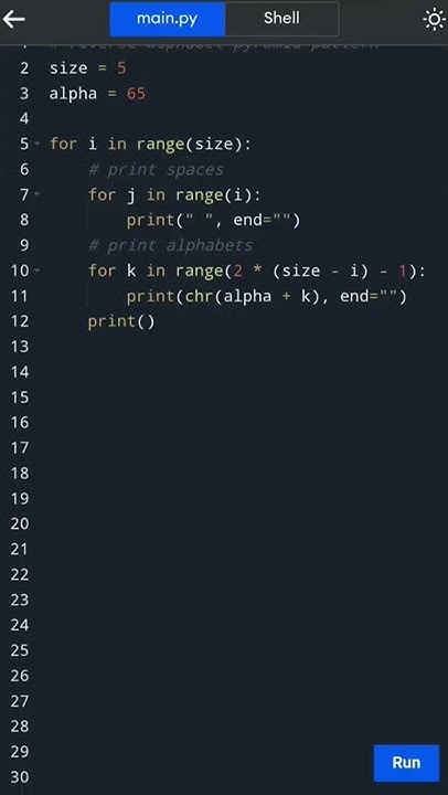 Python 173reverse Alphabet Pyramid Pattern Program Shorts Coding Pythonprogramming Py 0330
