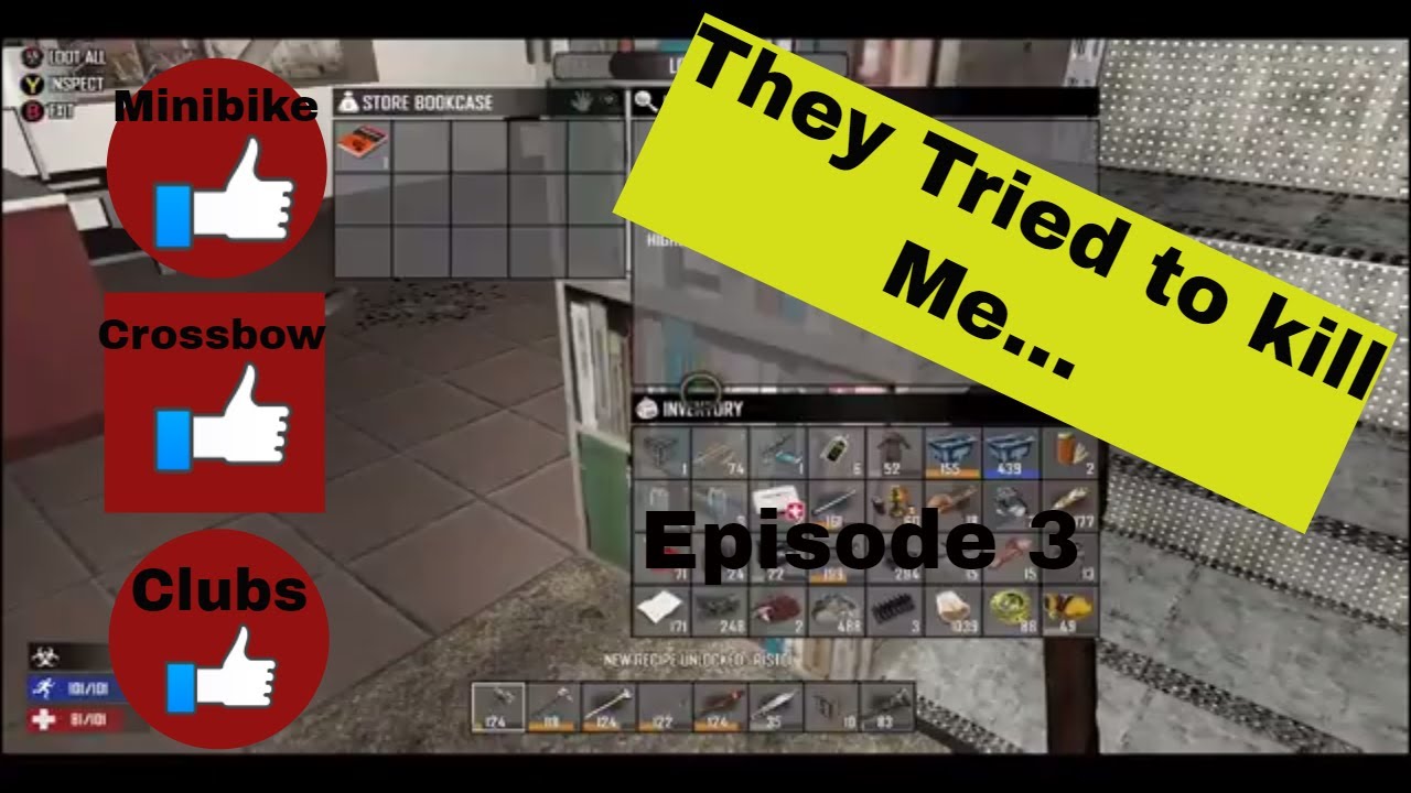 7D2D S1E3 Crossbow, Spike Club, and minibike Oh My - YouTube