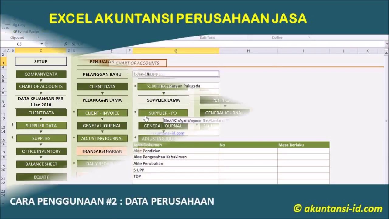 Excel Akuntansi Perusahaan Jasa #2 : Input Data Perusahaan - YouTube