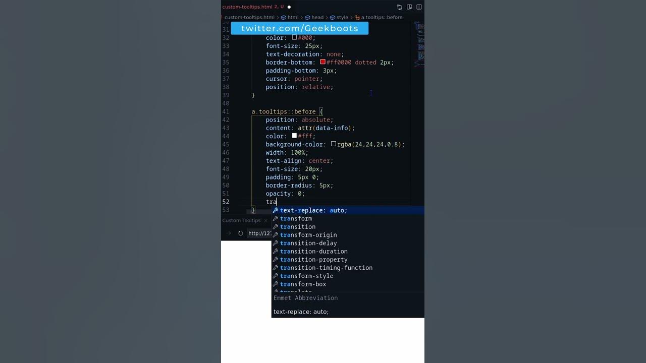 How To Design A Custom Tooltips Using Html Css Only Geekboots Youtube 