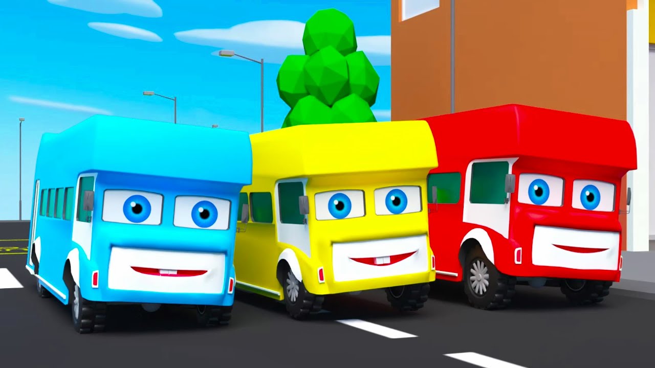 Five Rainbow Buses Song | Nursery Rhymes & Kids Songs | Bus Songs For ...