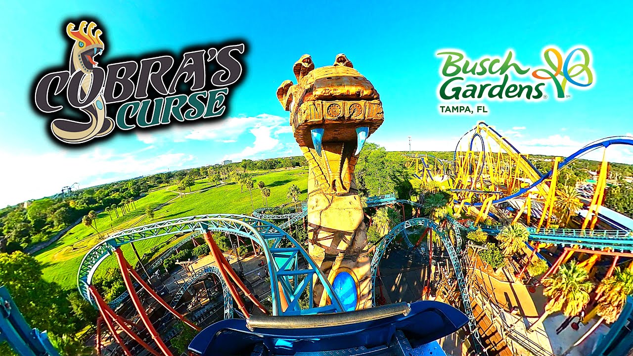 [4K] Cobra's Curse - Spinning Roller Coaster | Front Seat POV | Busch ...