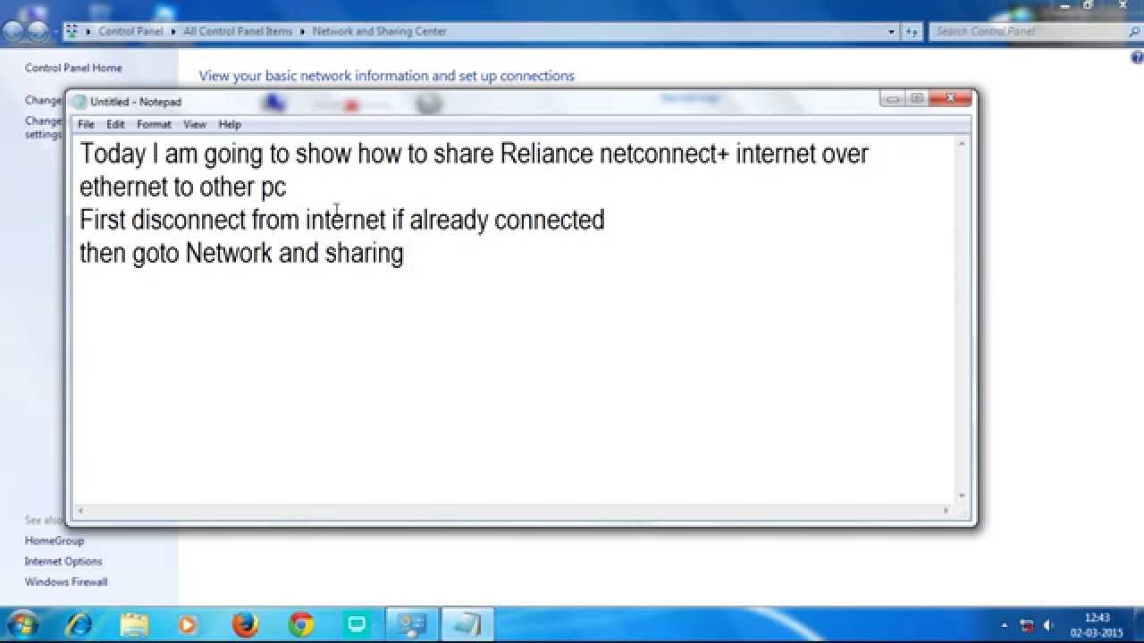 Reliance Netconnect+ : How to share Reliance Netconnect+ over Ethernet ...