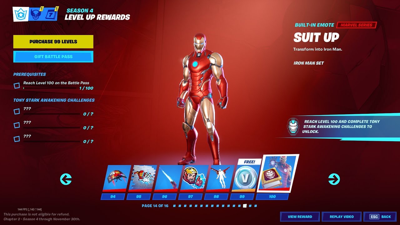 HOW TO UNLOCK IRONMAN SUIT - FORTNITE SEASON 4 TIER 100 SKIN AWAKENING ...