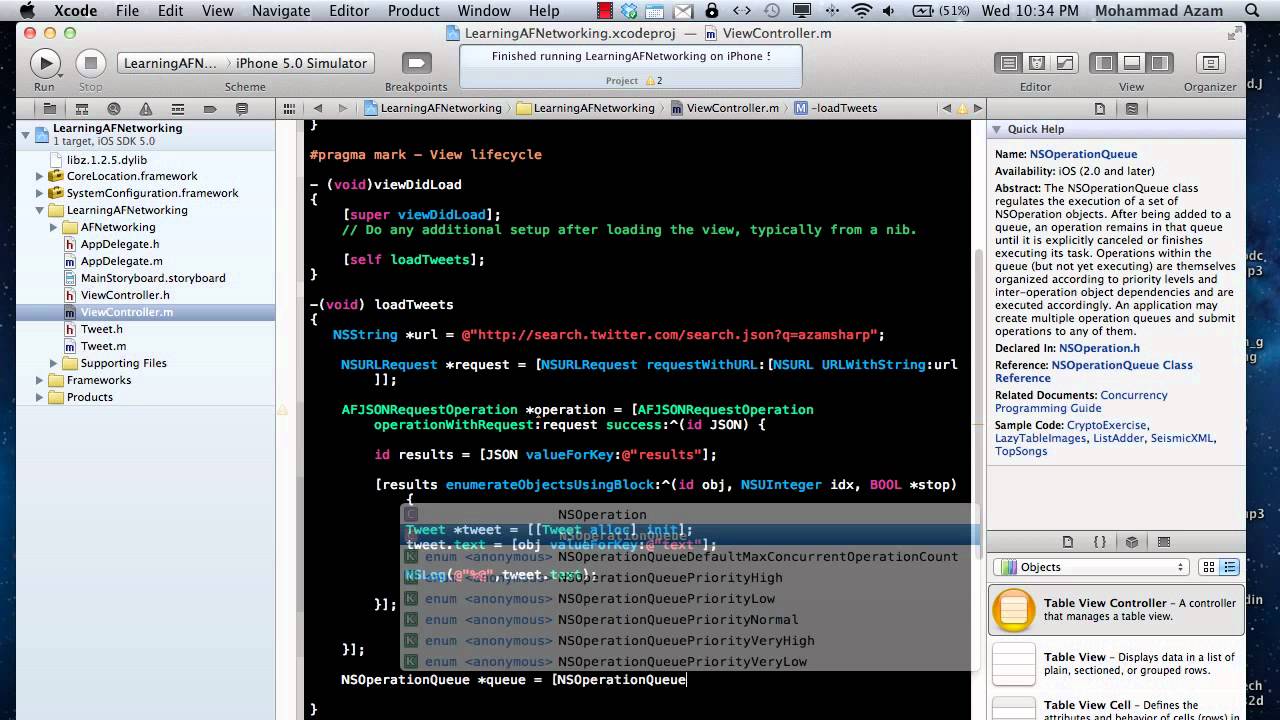Learning Ios Development Part 14 Requests Using Afnetworking Youtube 6959