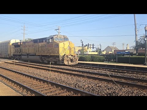 UP 6908 Leads Westbound Autorack train through Wheaton IL 8/25/24 - YouTube