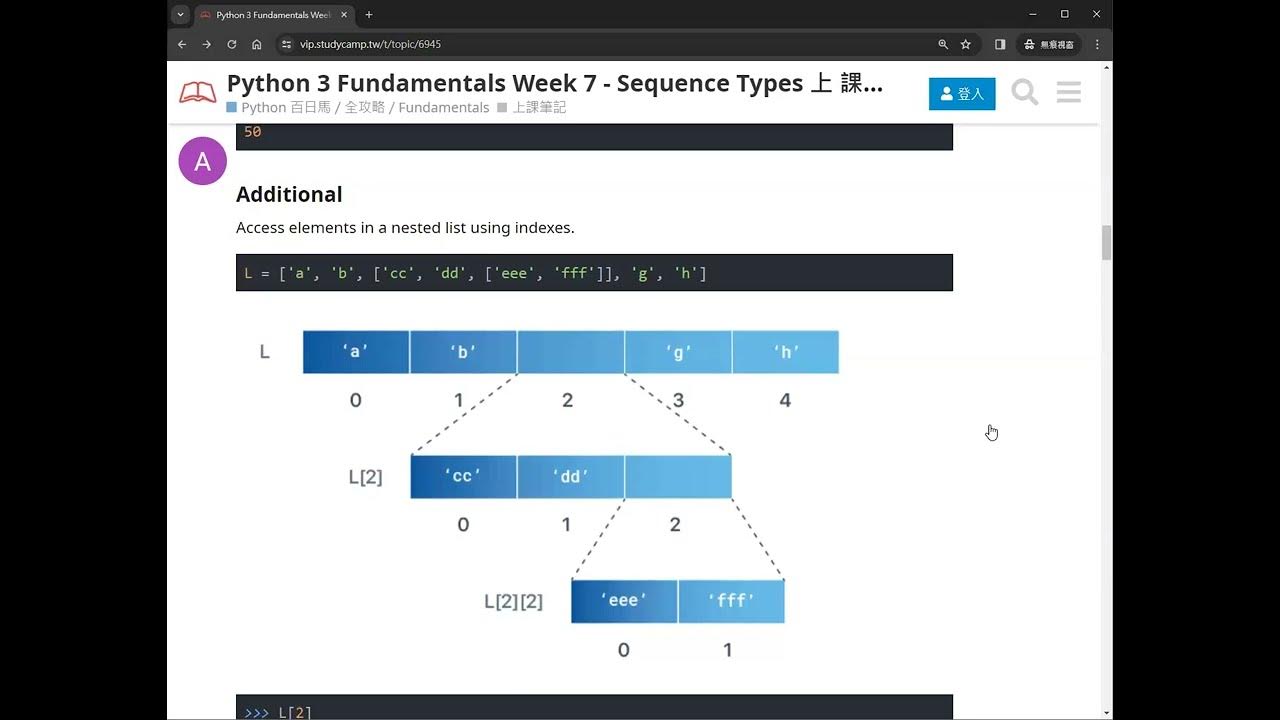 【Python 3 Fundamentals】週四組 Week 7 - Sequence Types（上） - YouTube