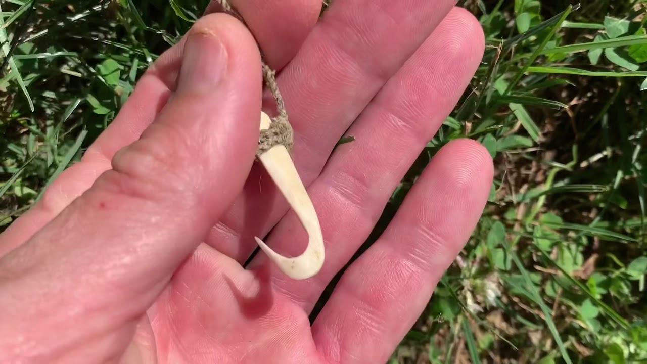 Primitive Fishing: Deer Bone Hook & Nettle Line - YouTube