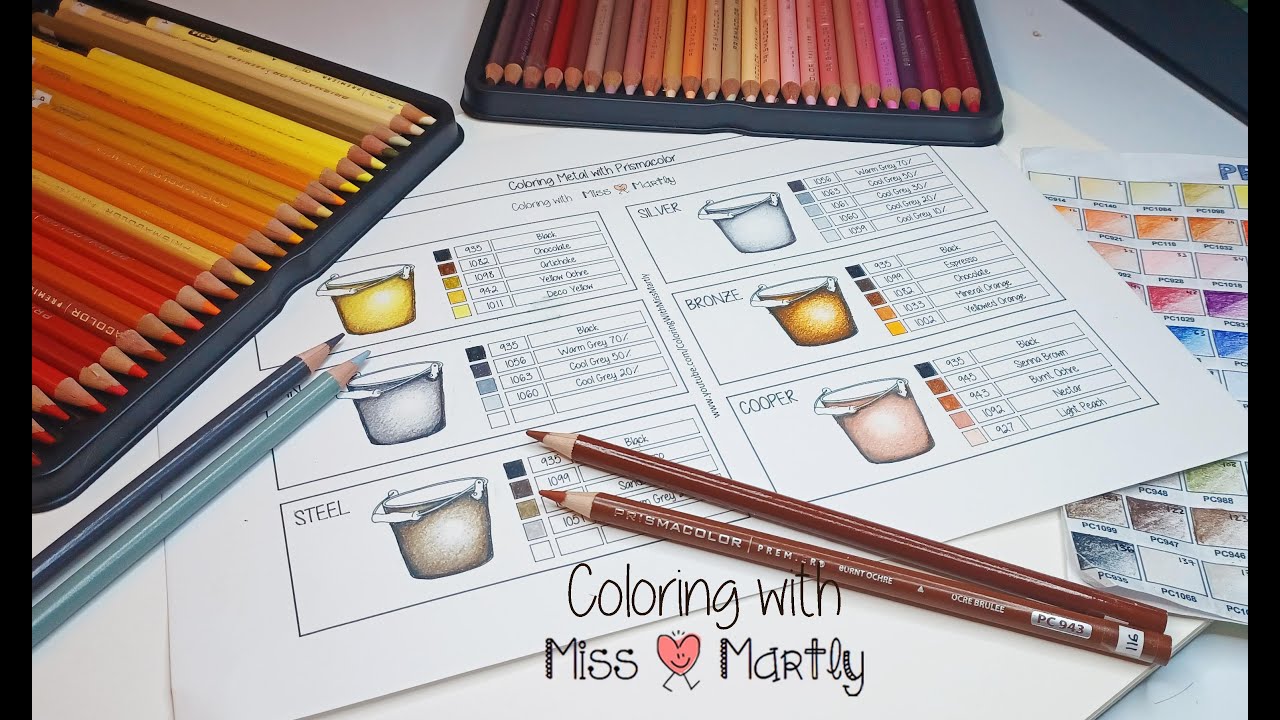 How to color Metals with Colored Pencils | Prismacolor - YouTube