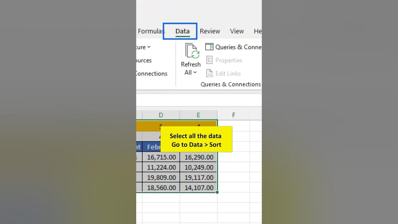Horizontal Sorting In Excel Youtube