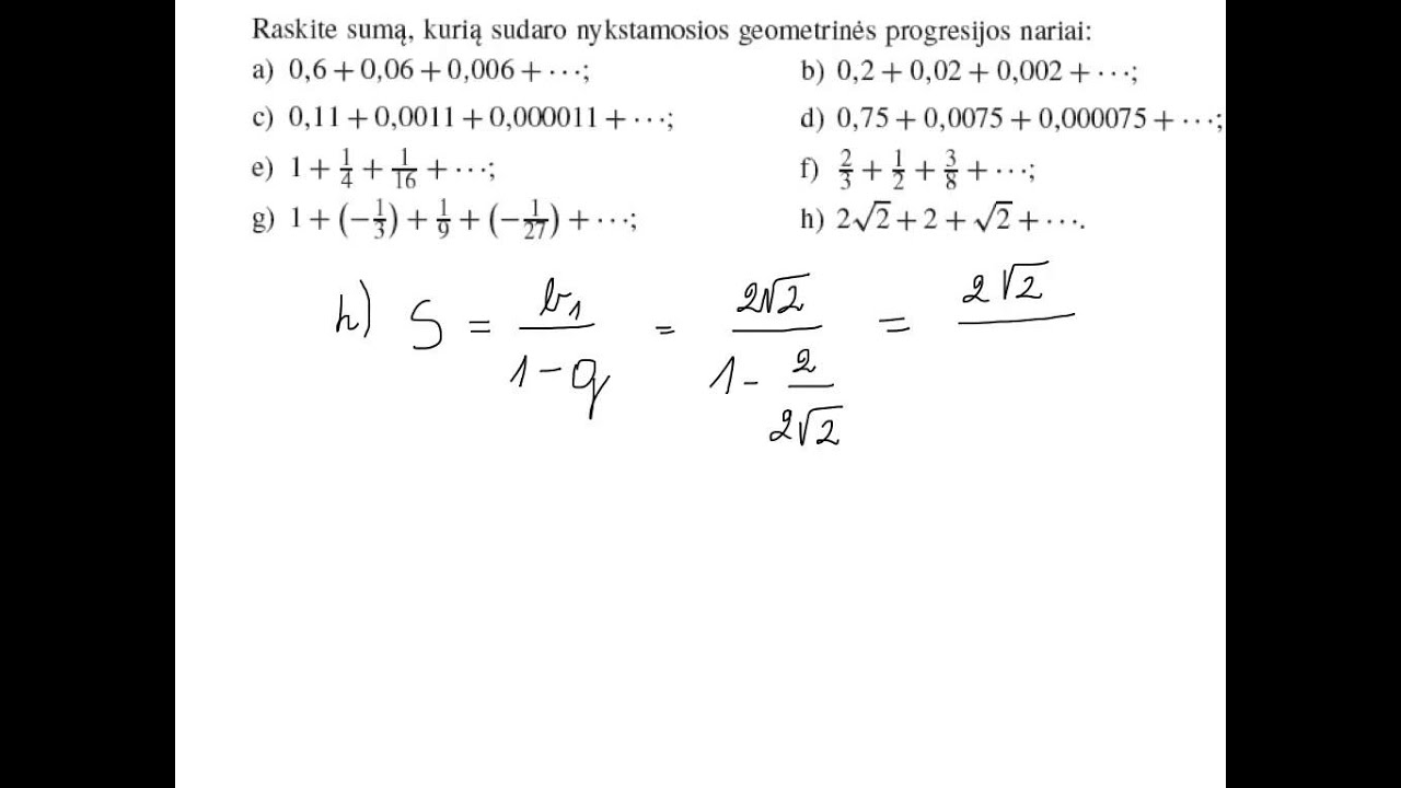 Nykstamoji geometrinė progresija - YouTube