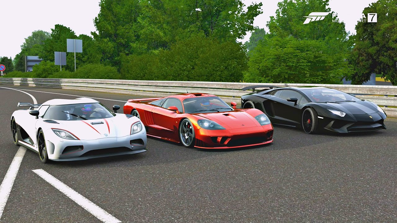 Koenigsegg Agera R (Replica) vs Aventador SV (1114 hp) vs Saleen S7 ...