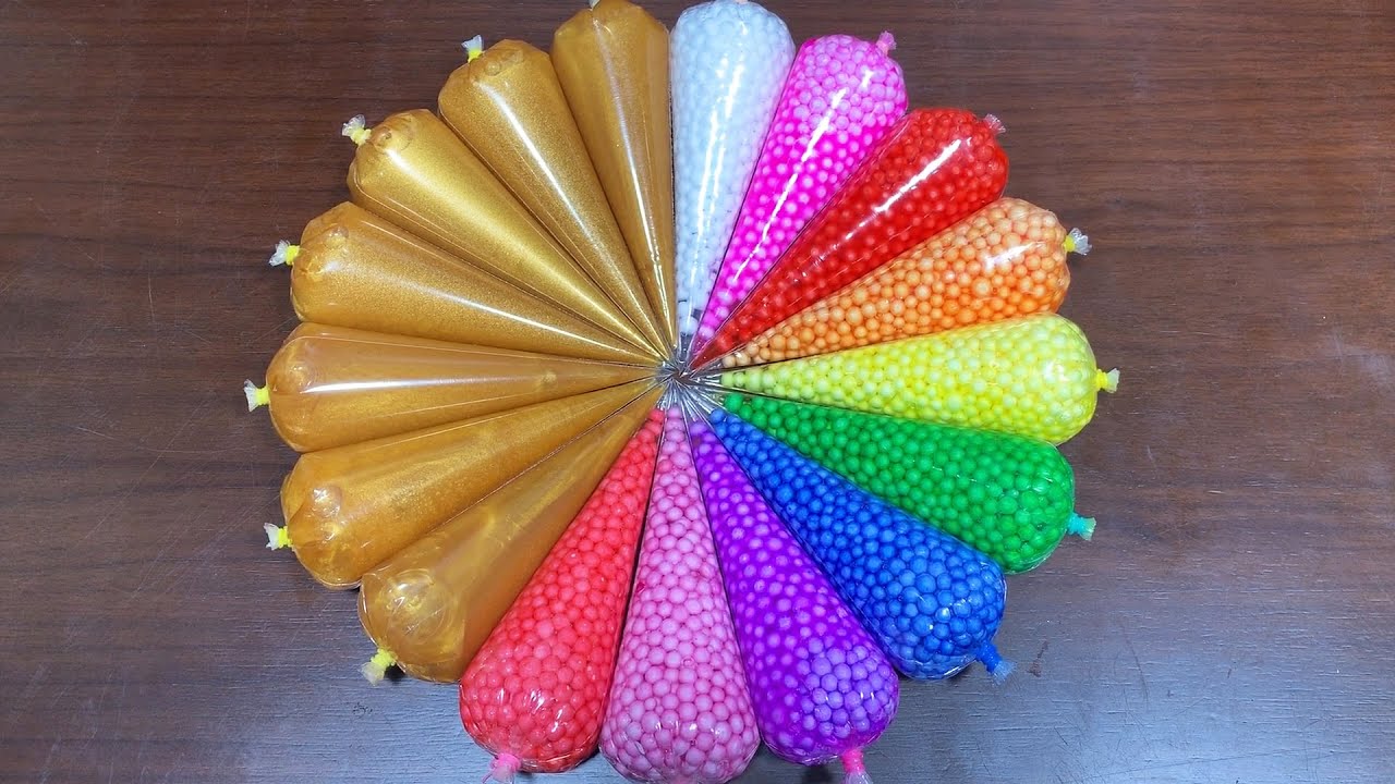 Making Crunchy Foam Slime With Circle Piping Bags | GLOSSY SLIME | ASMR ...