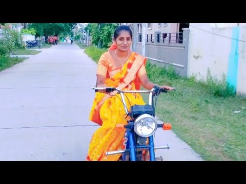 My TVS XLSuper bike ride on saree || girl'riding on saree ...