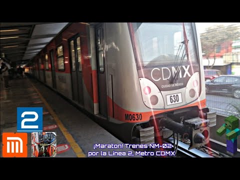 ¡Maratón! Trenes NM-02 por la Línea 2, Metro CDMX. - YouTube