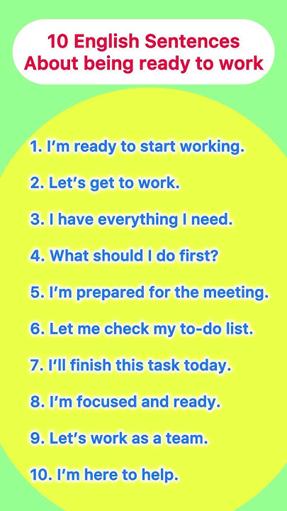 10 ENGLISH SENTENCES ABOUT READY TO WORK#englishtips #learnenglish # ...
