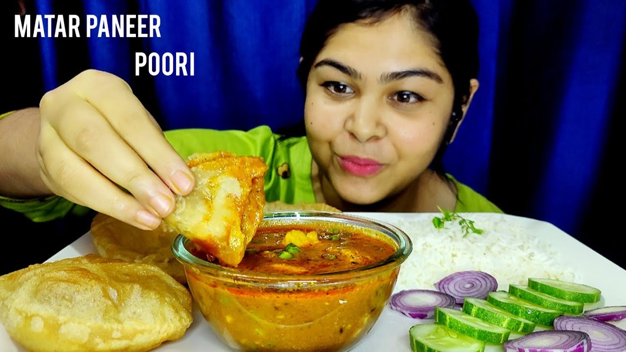 Homemade Matar Paneer with Poori & Basmati Rice 😋 Eating Show India ...