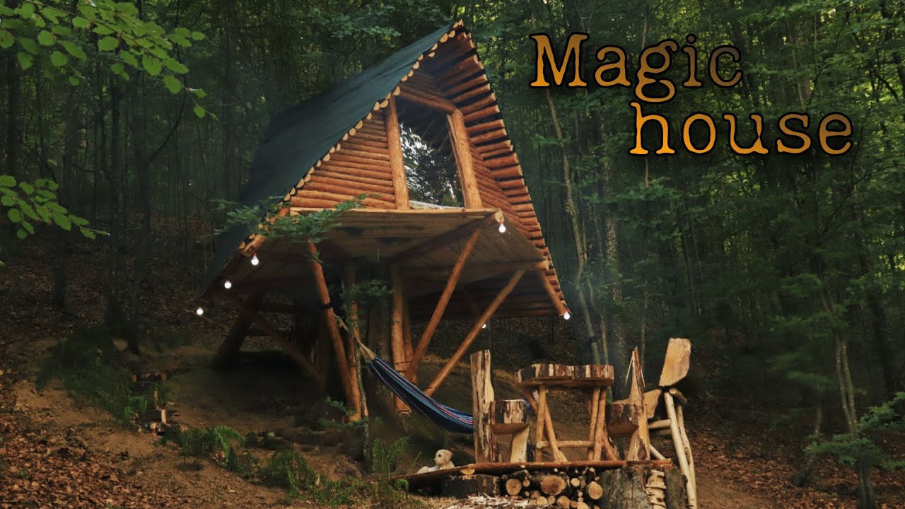 Built a tree house in the forest. Big movie. From start to finish - YouTube